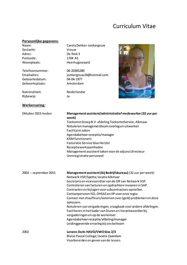 Carola jonkergouw cv 2015 (2) | PDF