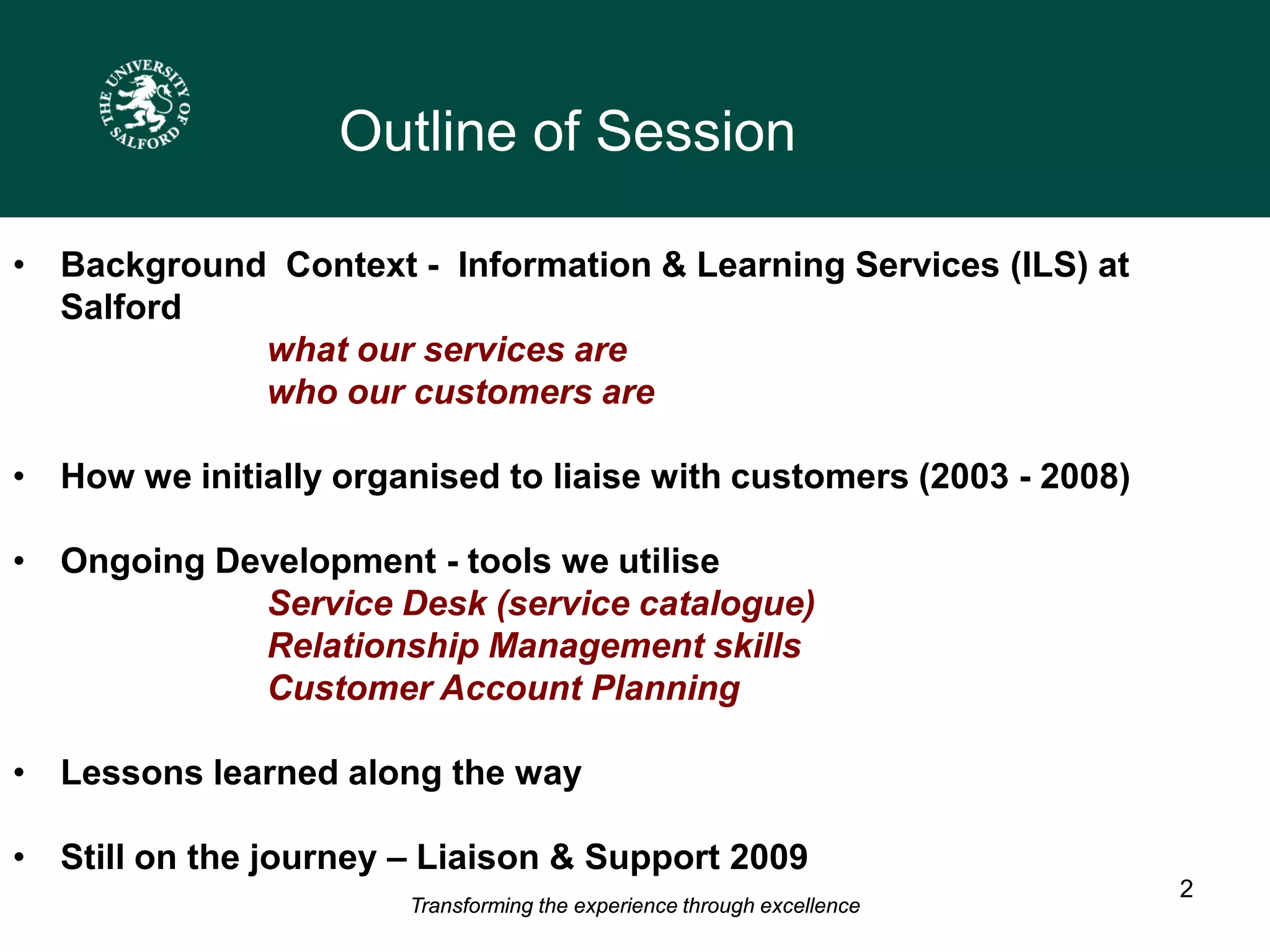 Customer Liaison - The Salford Journey | PDF