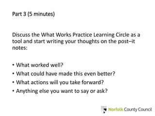 What Works Practice Learning Circle: using appreciative inquiry to ...