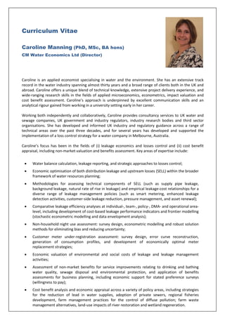 Caroline Manning CV | PDF