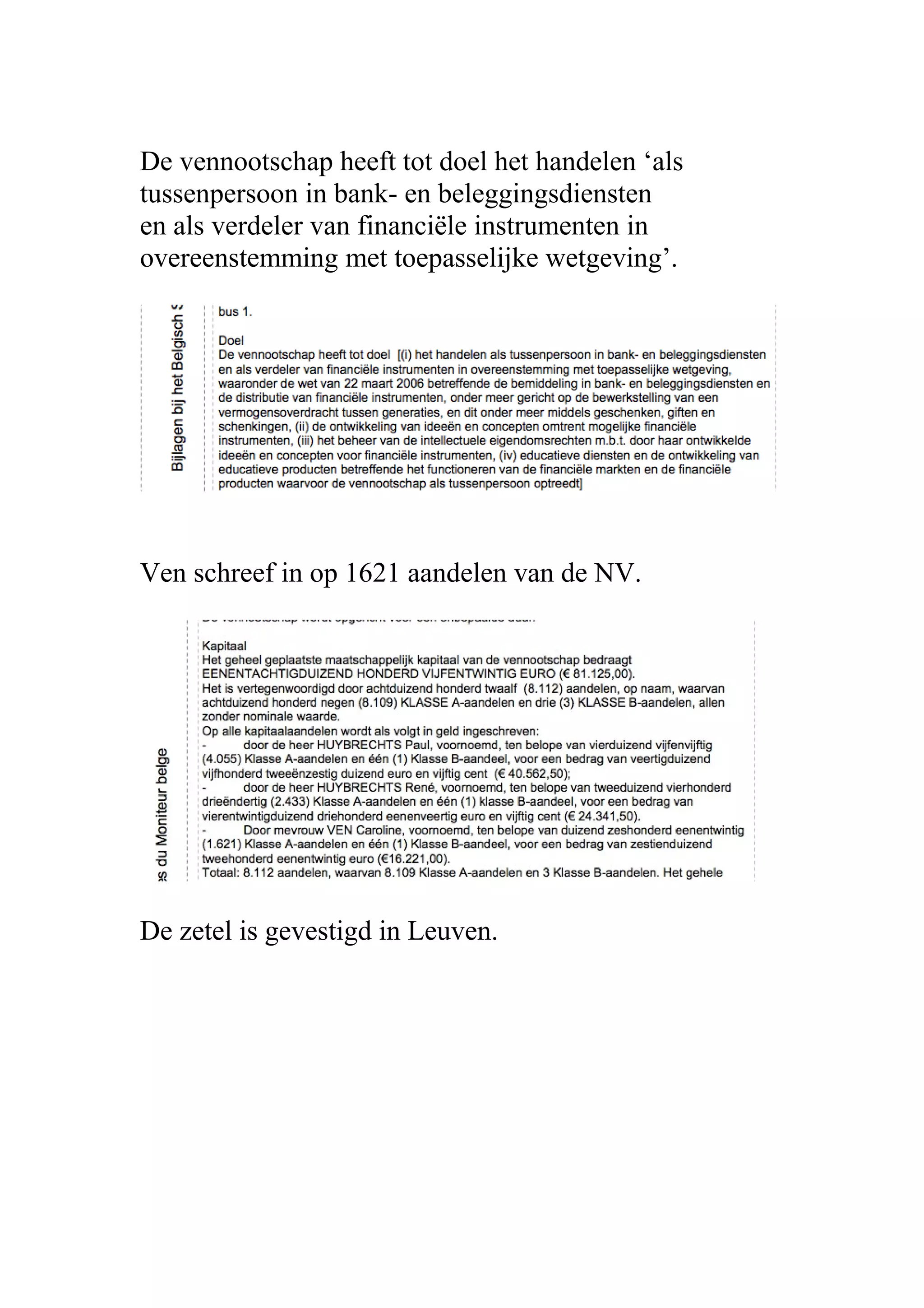 Caroline Ven richt NV op | DOC
