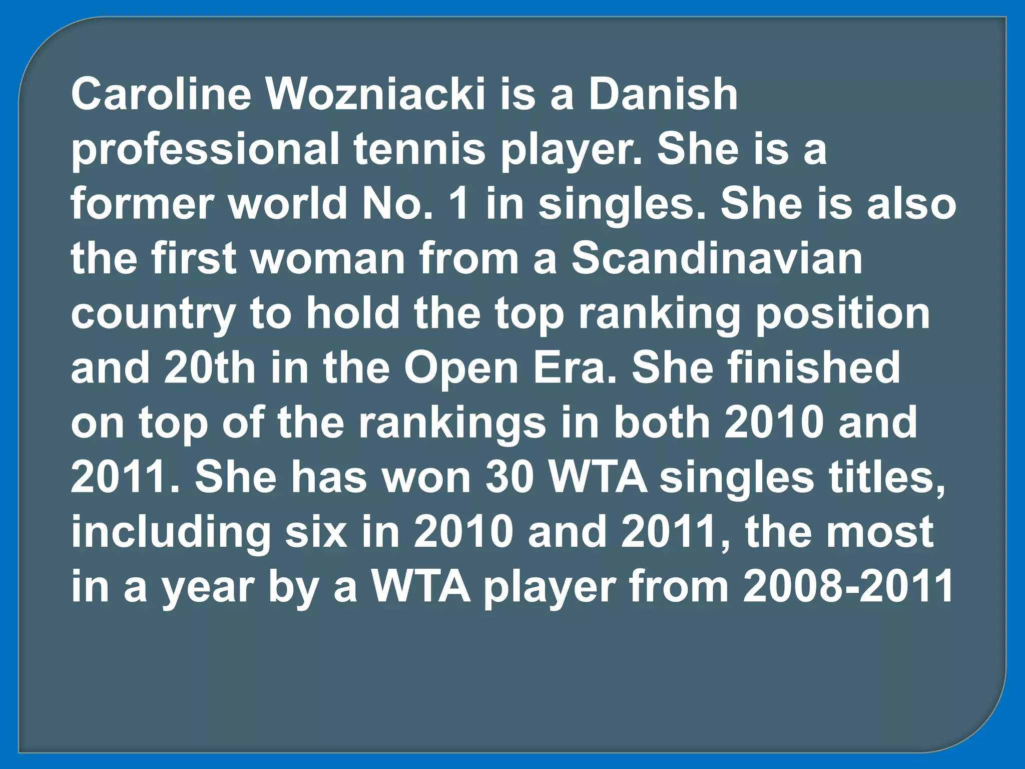 Caroline wozniacki live stream | PPT