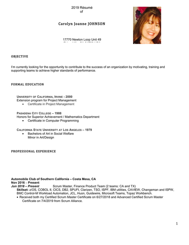 Carolyn J Johnson CV 2019 07-21-2019 | PDF