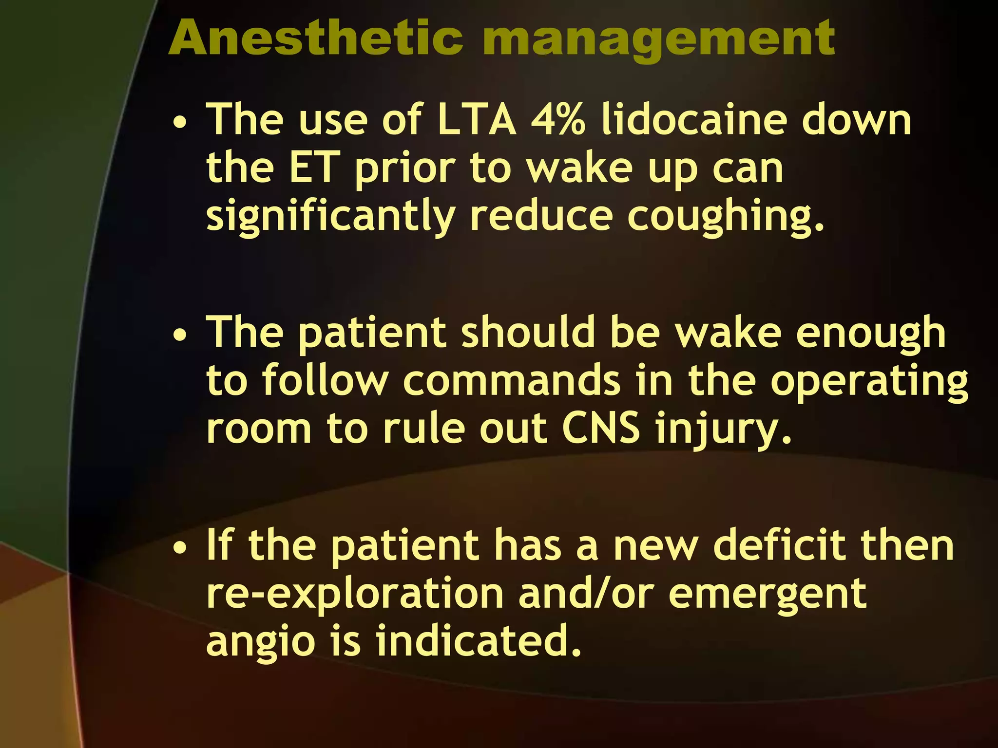 Anesthesia for Carotid Surgery | PPT