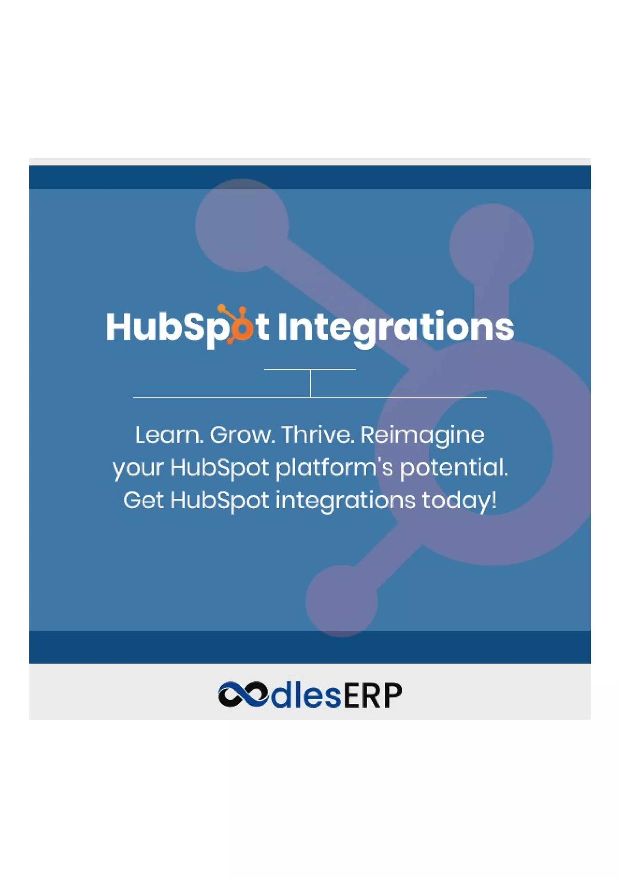 Hubspot ERP Integration Solutions | PPT