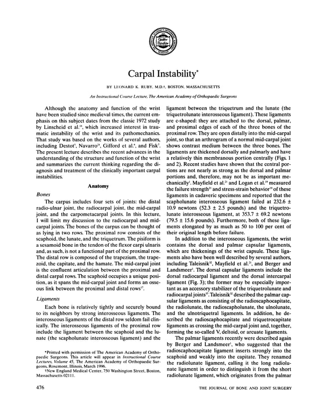Carpal instability | PDF