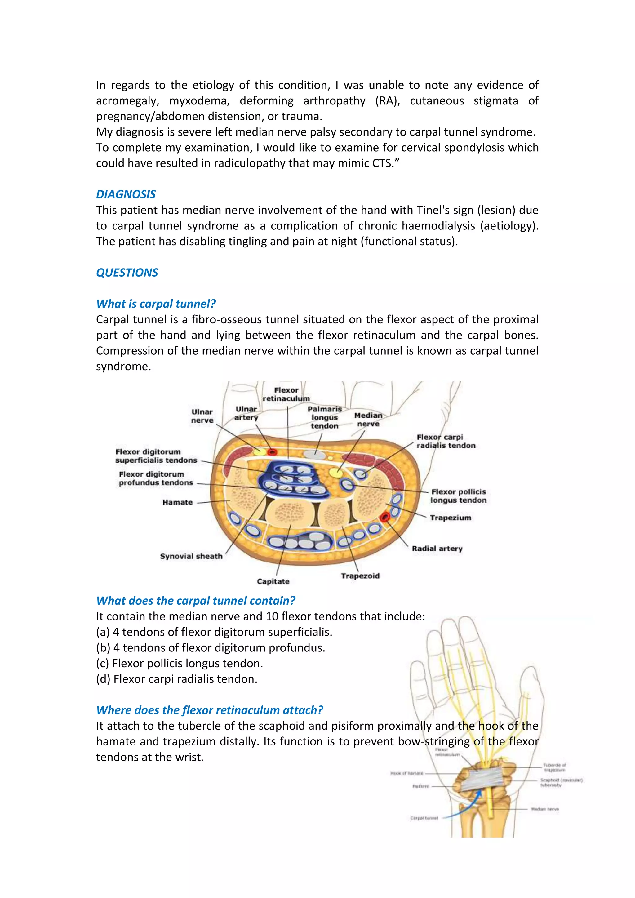 Carpal tunnel syndrome- short case | DOCX