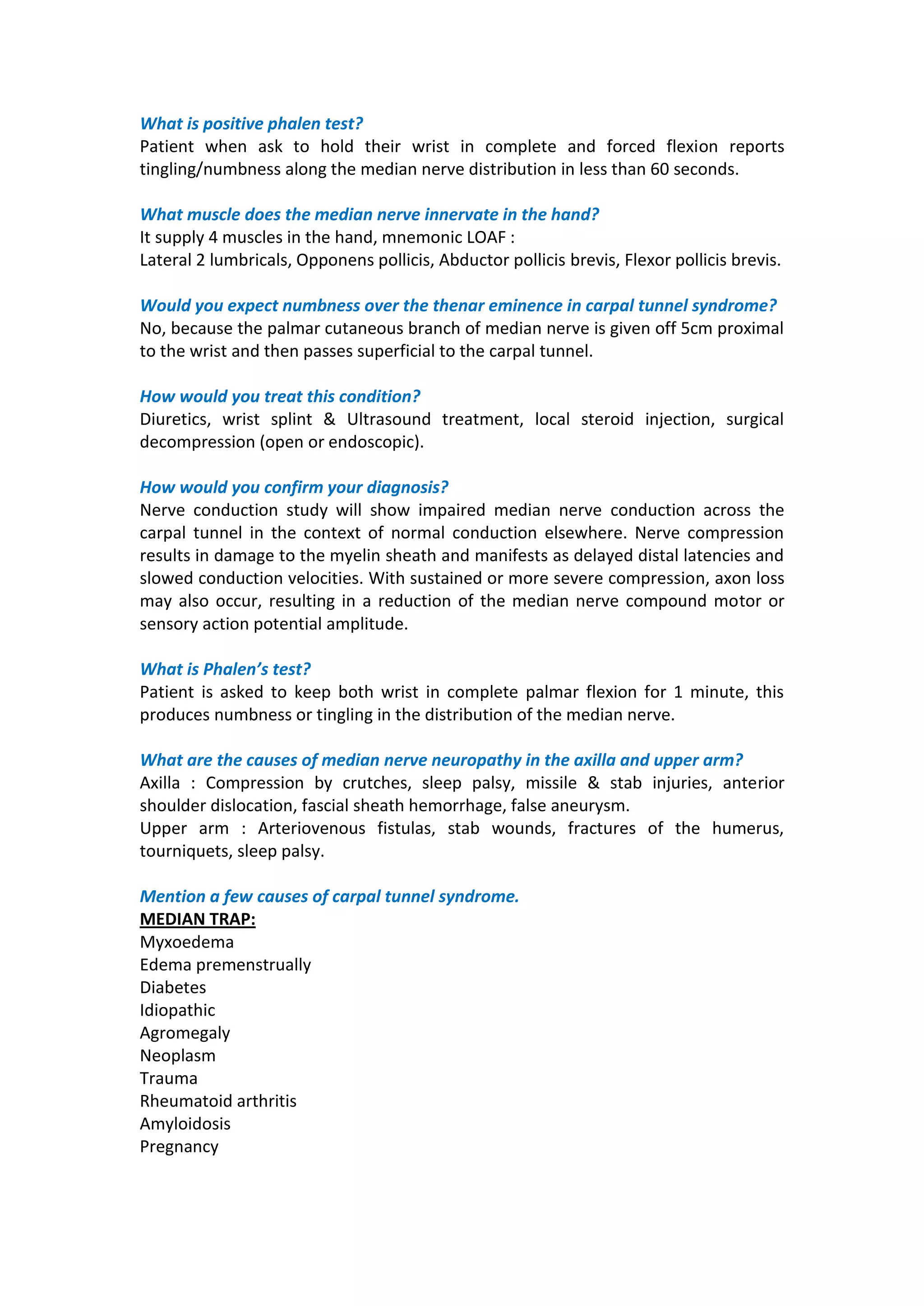 Carpal tunnel syndrome- short case | DOCX
