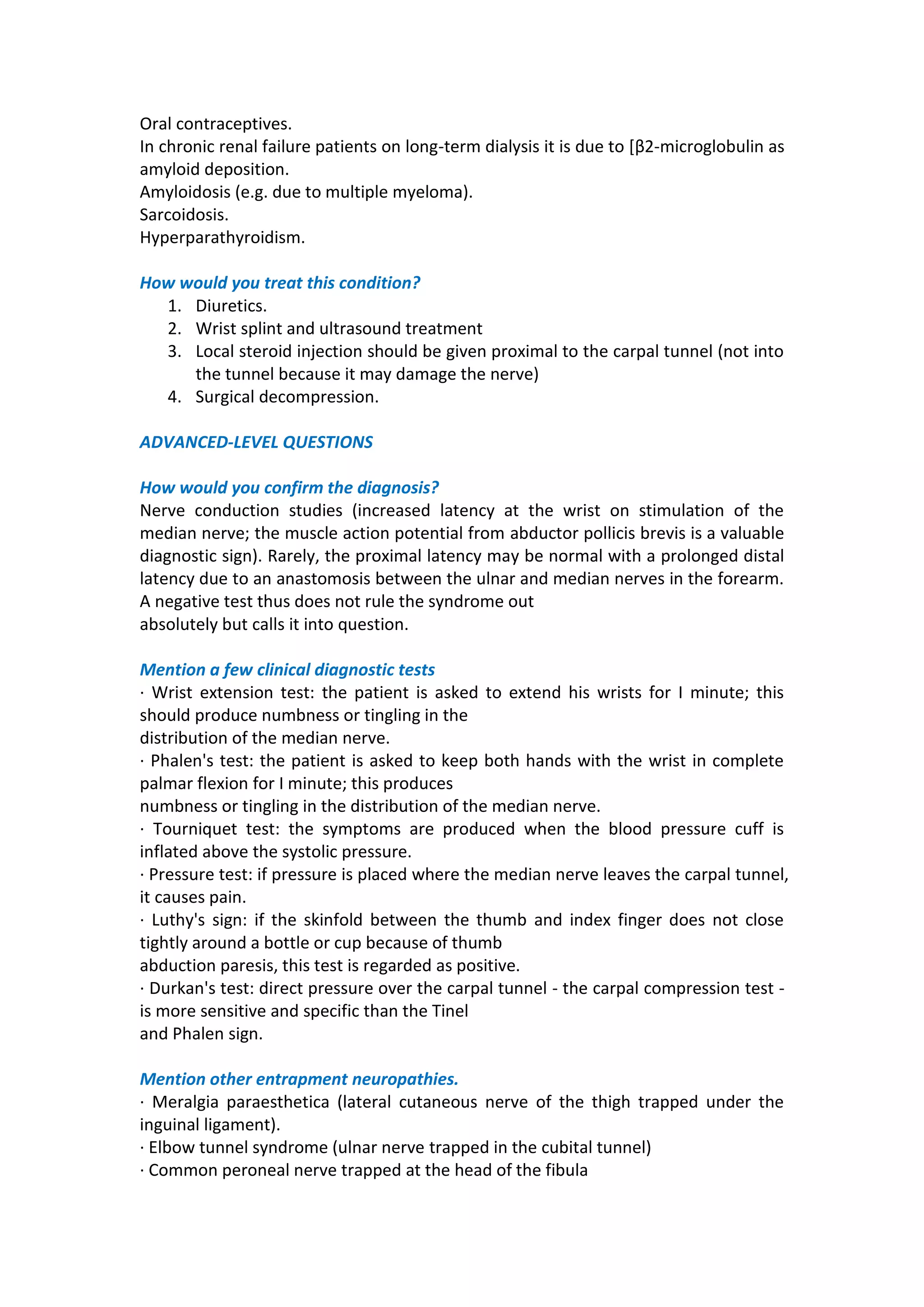 Carpal tunnel syndrome- short case | DOCX