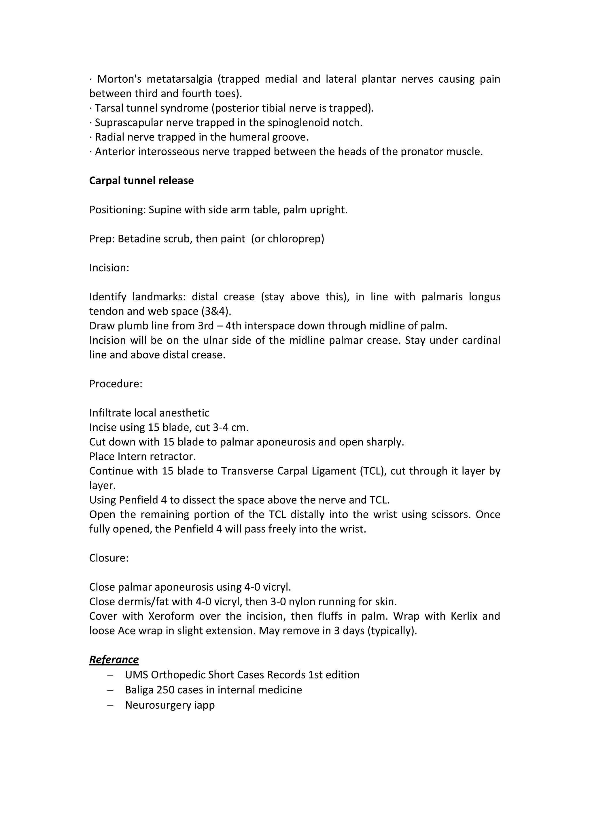 Carpal tunnel syndrome- short case | DOCX