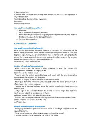 Carpal tunnel syndrome- short case | PDF