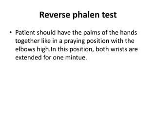 Reverse Phalens Test