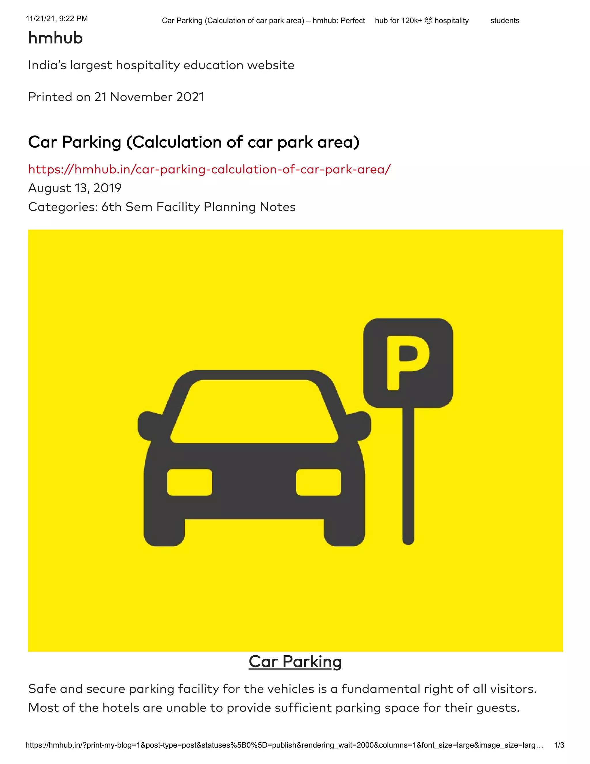 Car parking (calculation of car park area) – hmhub perfect hub for 120k ...