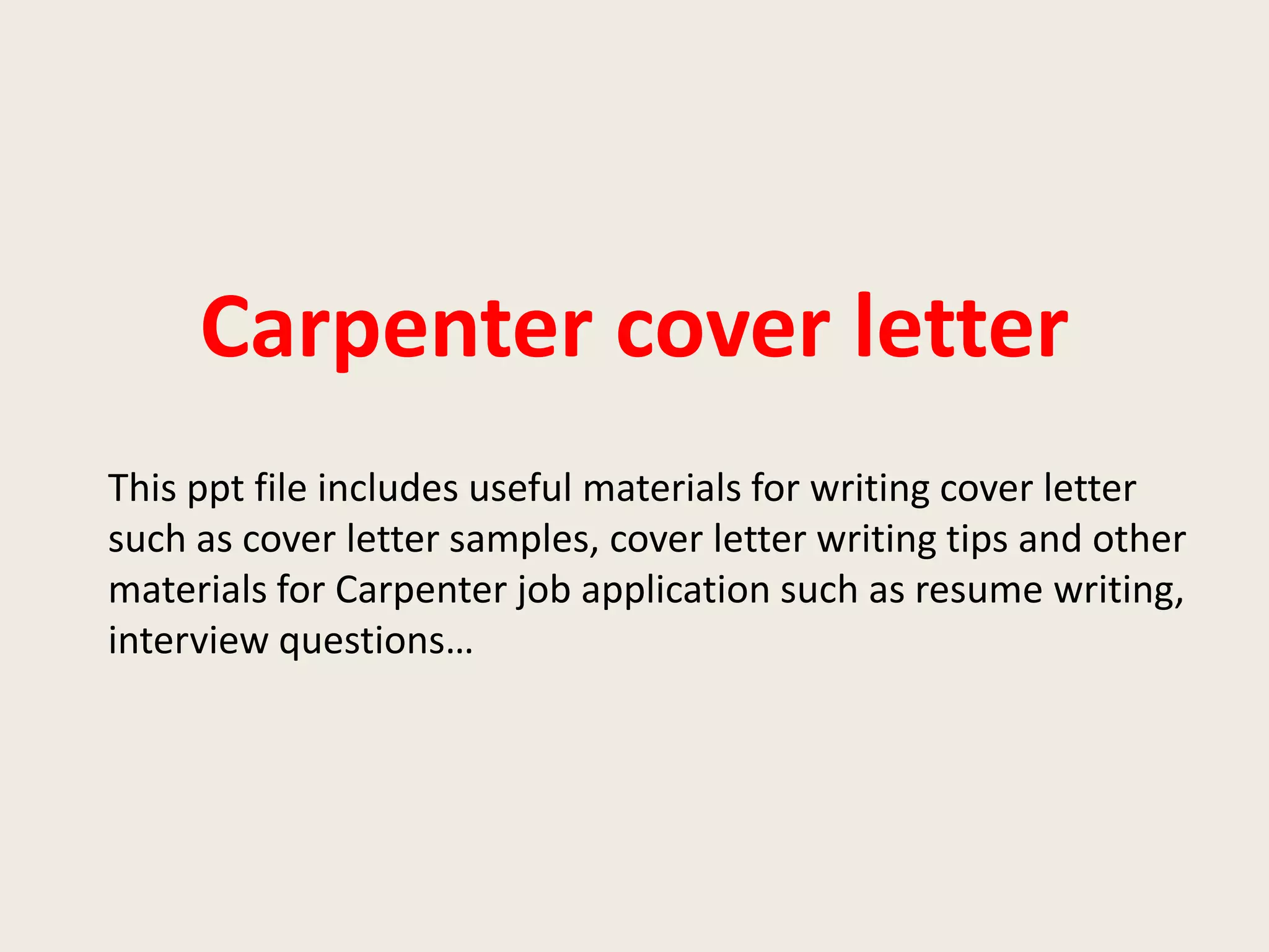 Carpenter cover letter | PPT