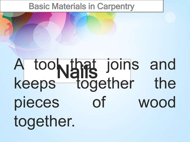 Carpentry | PPTX | Woodworking | Arts and Crafts