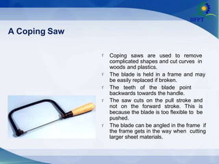 Carpentry (Workshop Technology) Tools and Joints (engineering) | PPTX