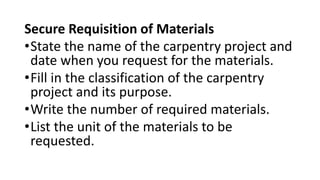 Carpentry tools and equipment-Exploratory Course | PPTX