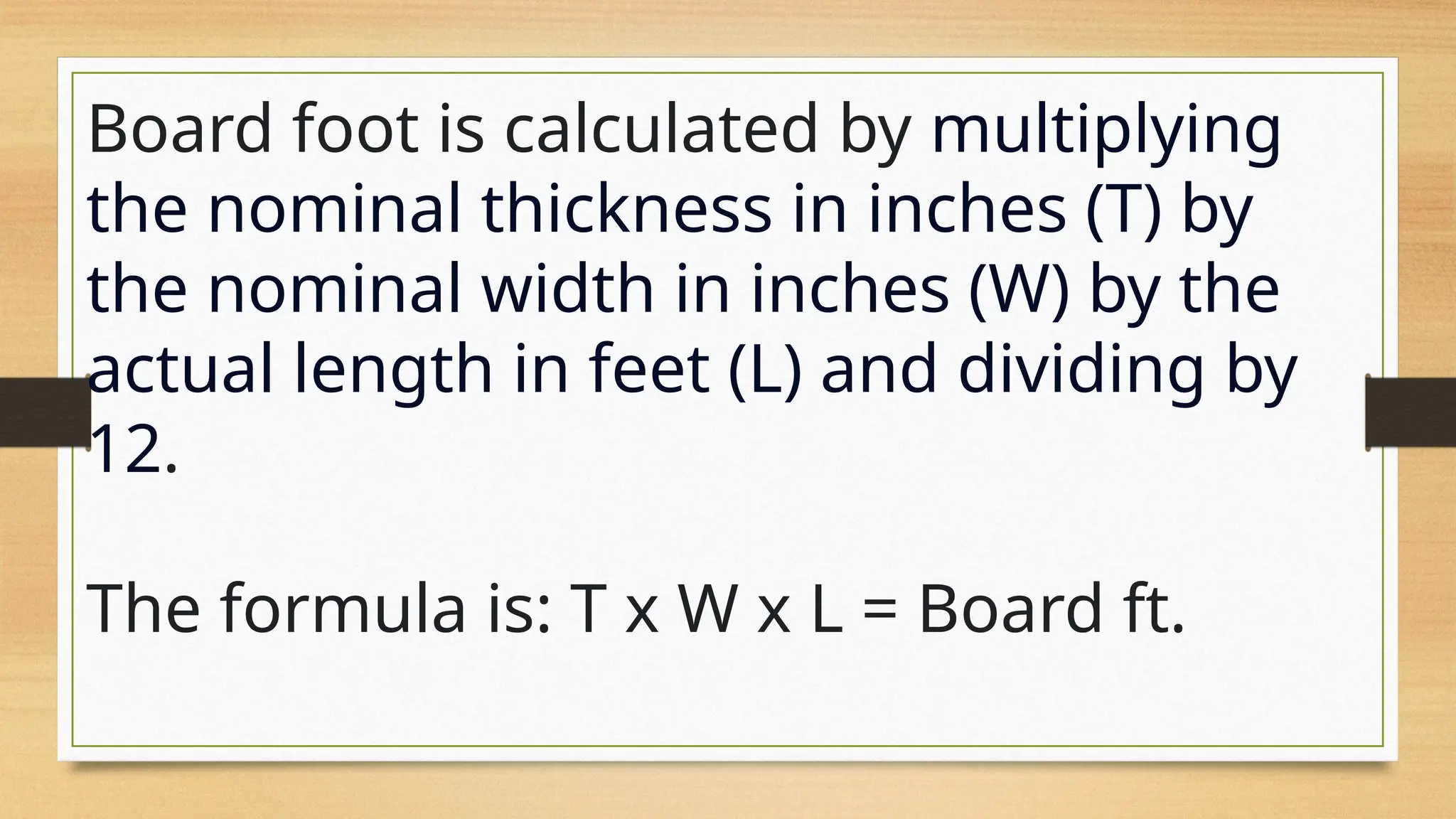 CARPENTRY-8.pptx-12 Board foot computation | PPTX
