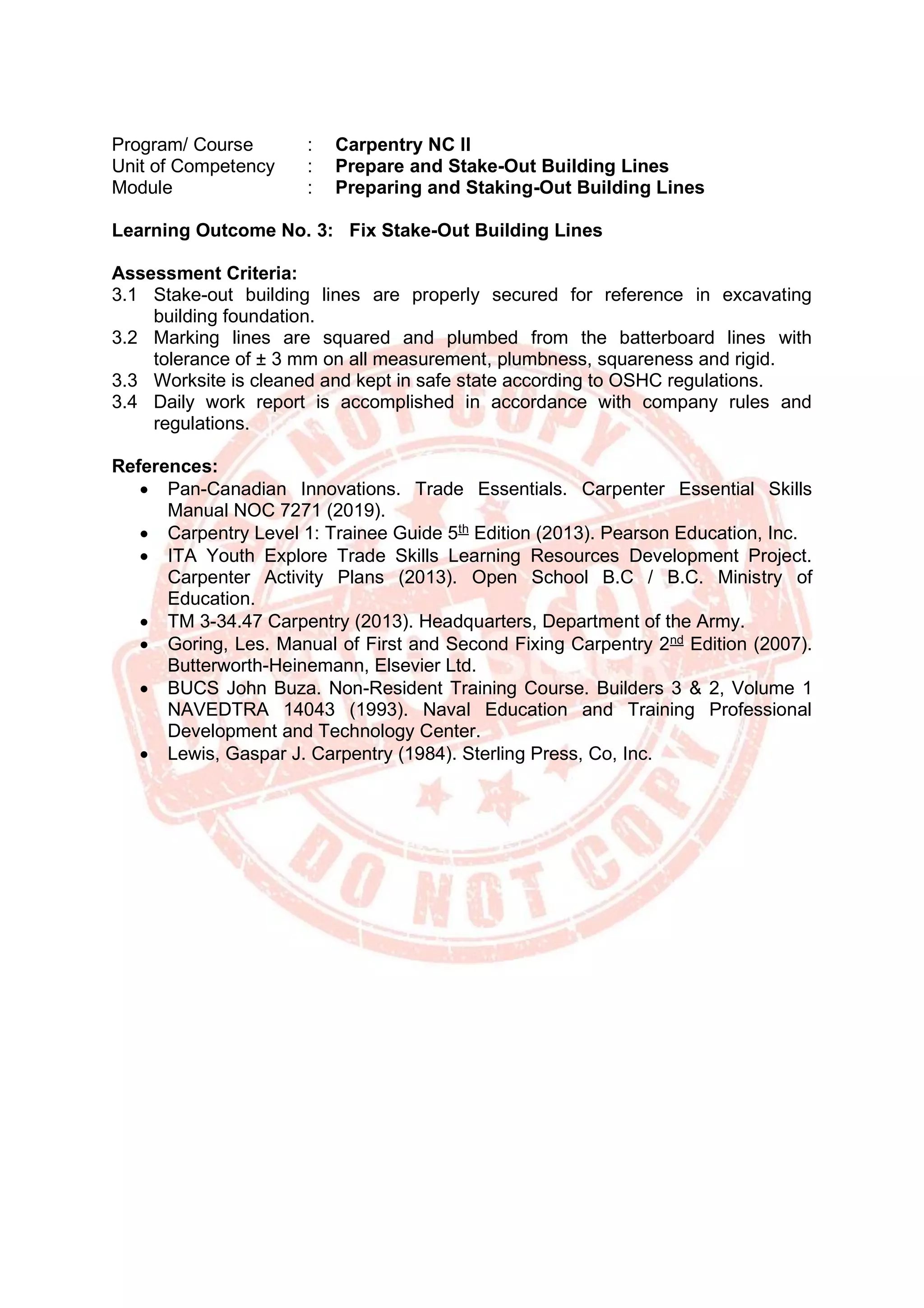 CARPENTRY NC II - CBLM | PDF