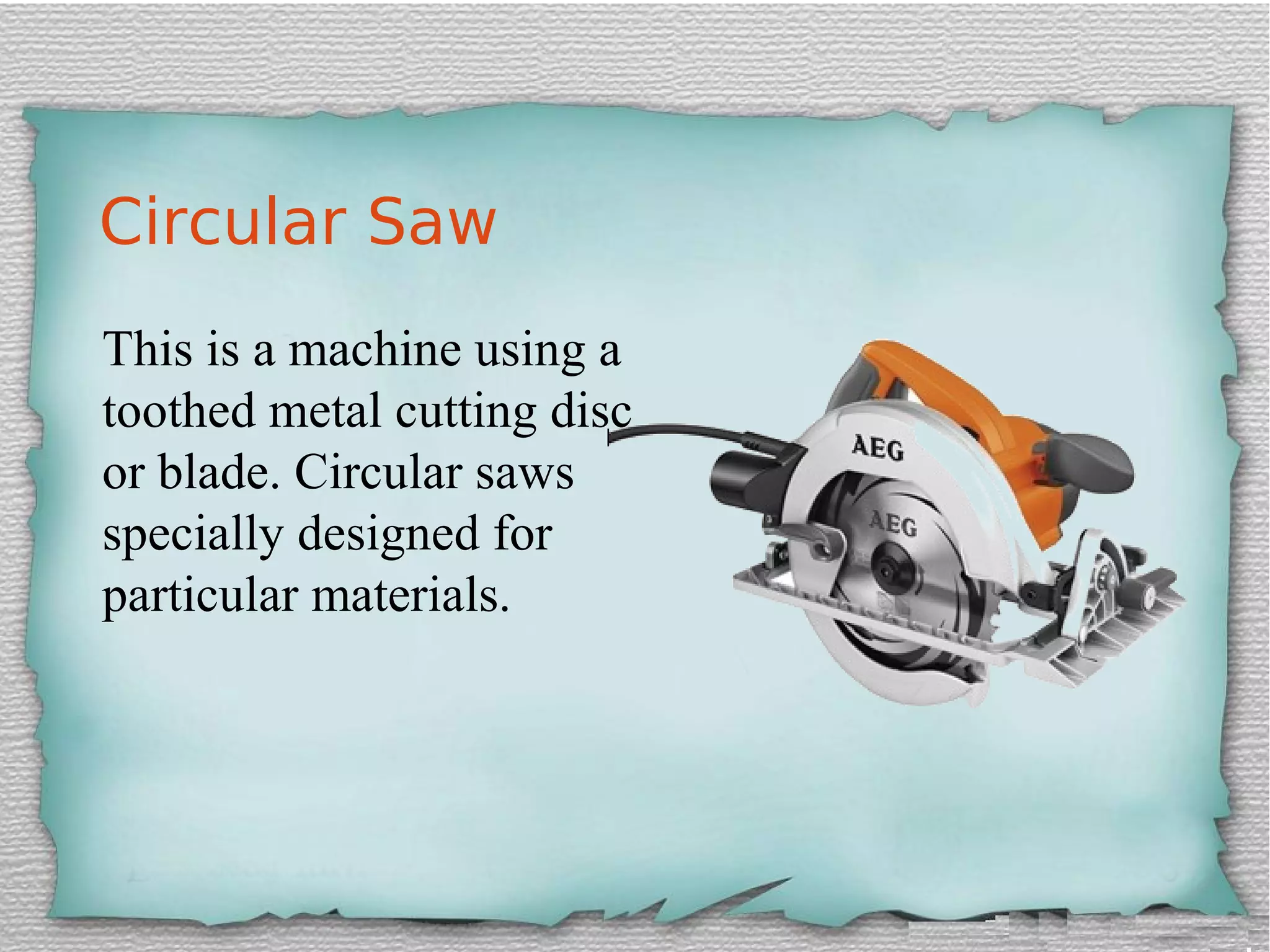 Basic Hand Tools for Carpentry Work | PPT