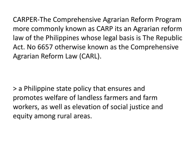CARPER AND THE the future agrarian reform in the Philippines-WPS Office ...