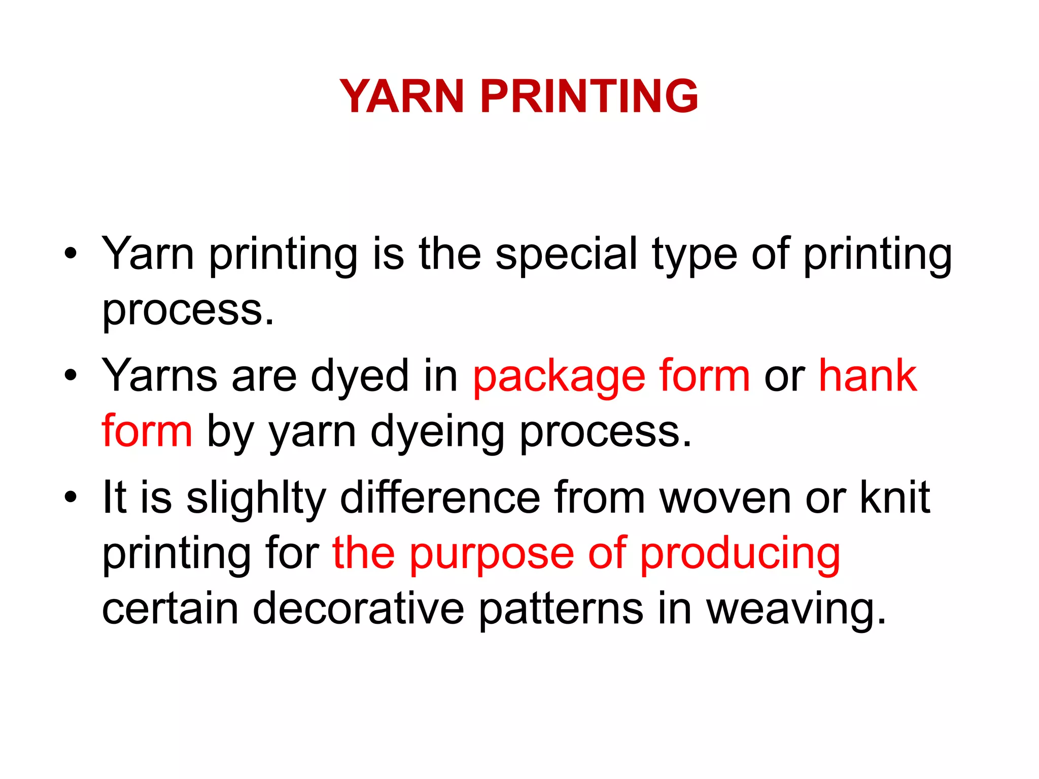 YARN AND CARPET PRINTING | PPTX