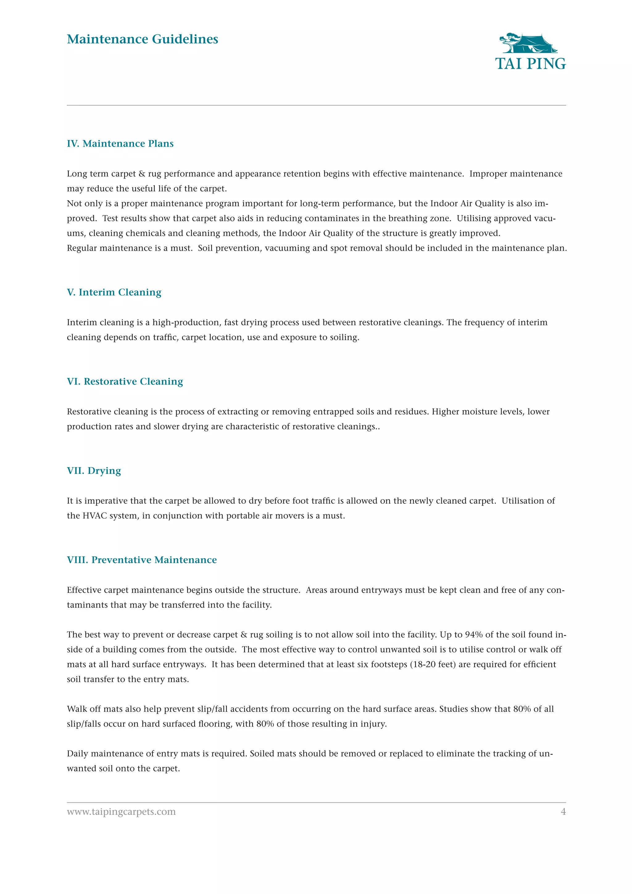 Carpet Maintenance Guide | PDF