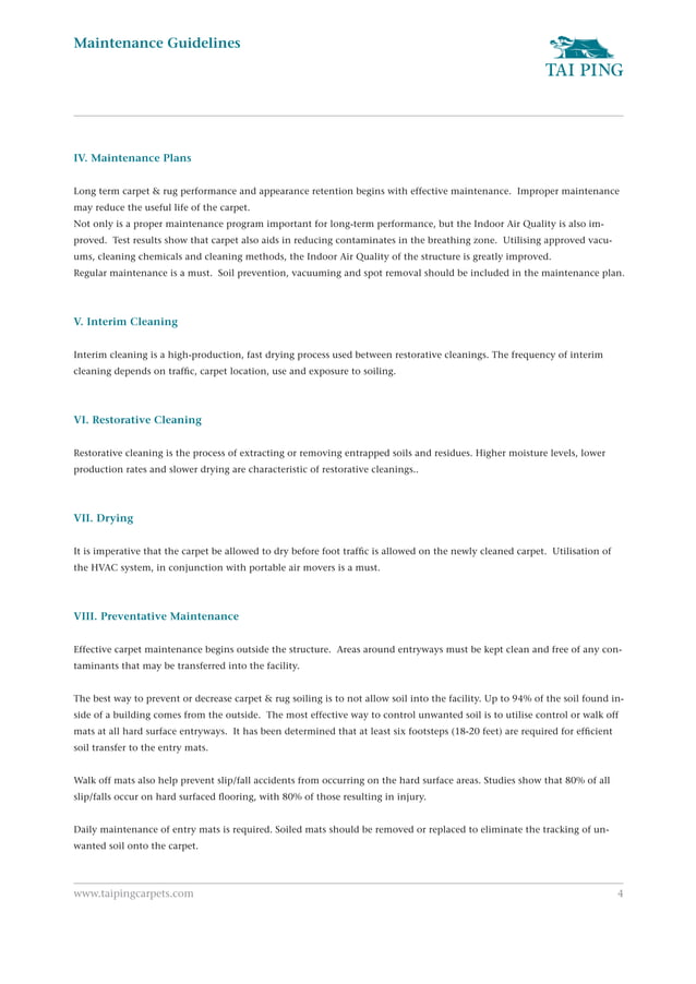 Carpet Maintenance Guide | PDF