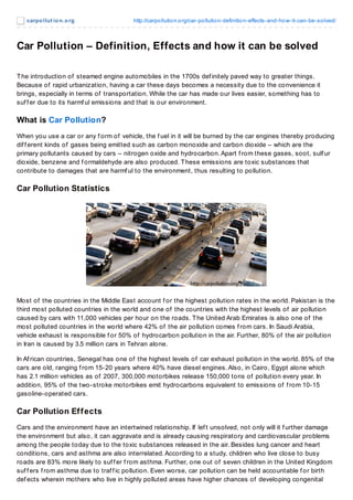 Car pollution | PDF | Indoor Environmental Quality | Home & Garden