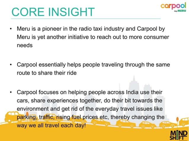 Carpool by Meru Digital Marketing Campaign | PPTX | Social Networking | Internet