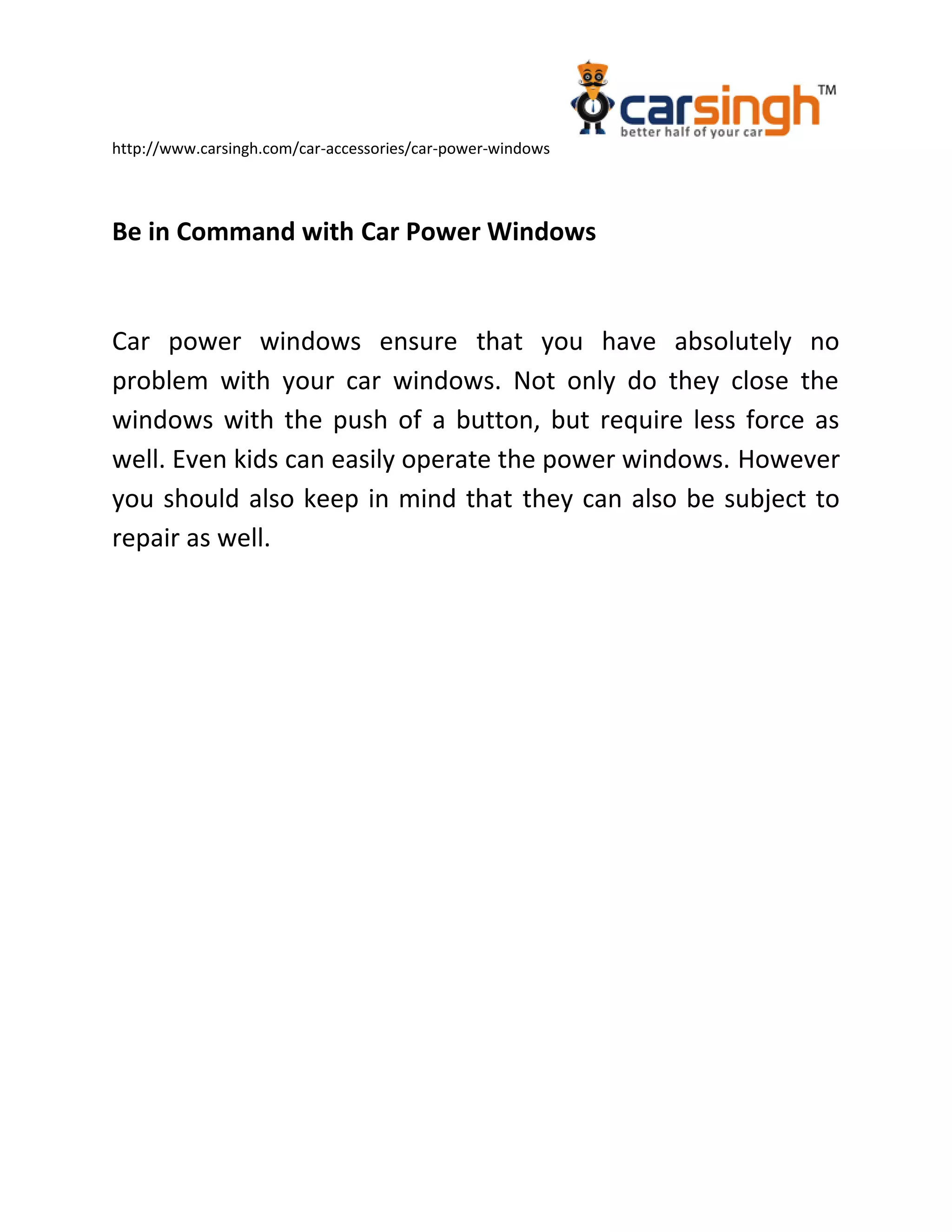 Car power windows | PDF