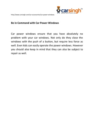 Car power windows | PDF