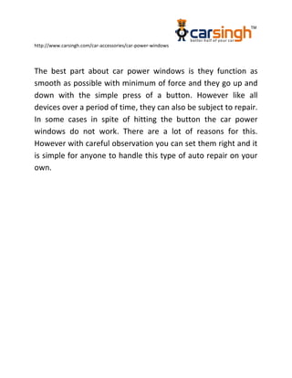 Car power windows | PDF
