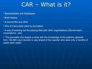 Computer Assisted Reporting Presentation | PPT