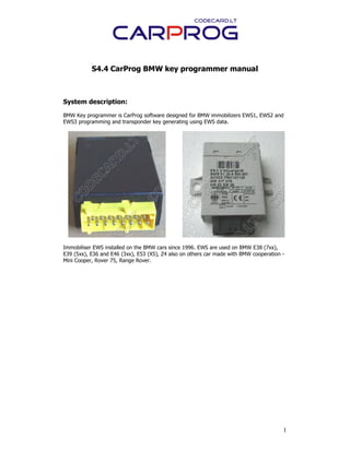 Carprog bmw key programmer manual | PDF