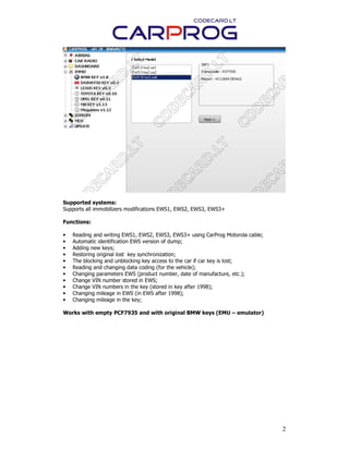 Carprog bmw key programmer manual | PDF