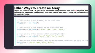 C# Array.pptx | Programming Languages | Computing