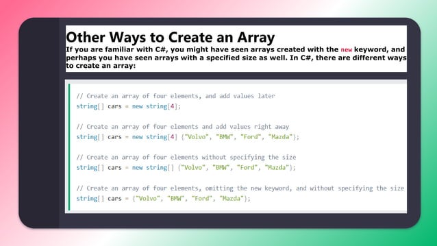 C# Array.pptx | Programming Languages | Computing