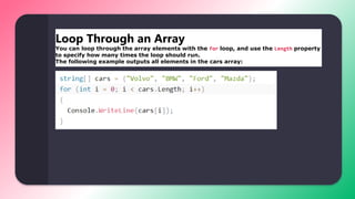 C# Array.pptx | Programming Languages | Computing