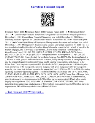 Carrefour Financial Report | PDF