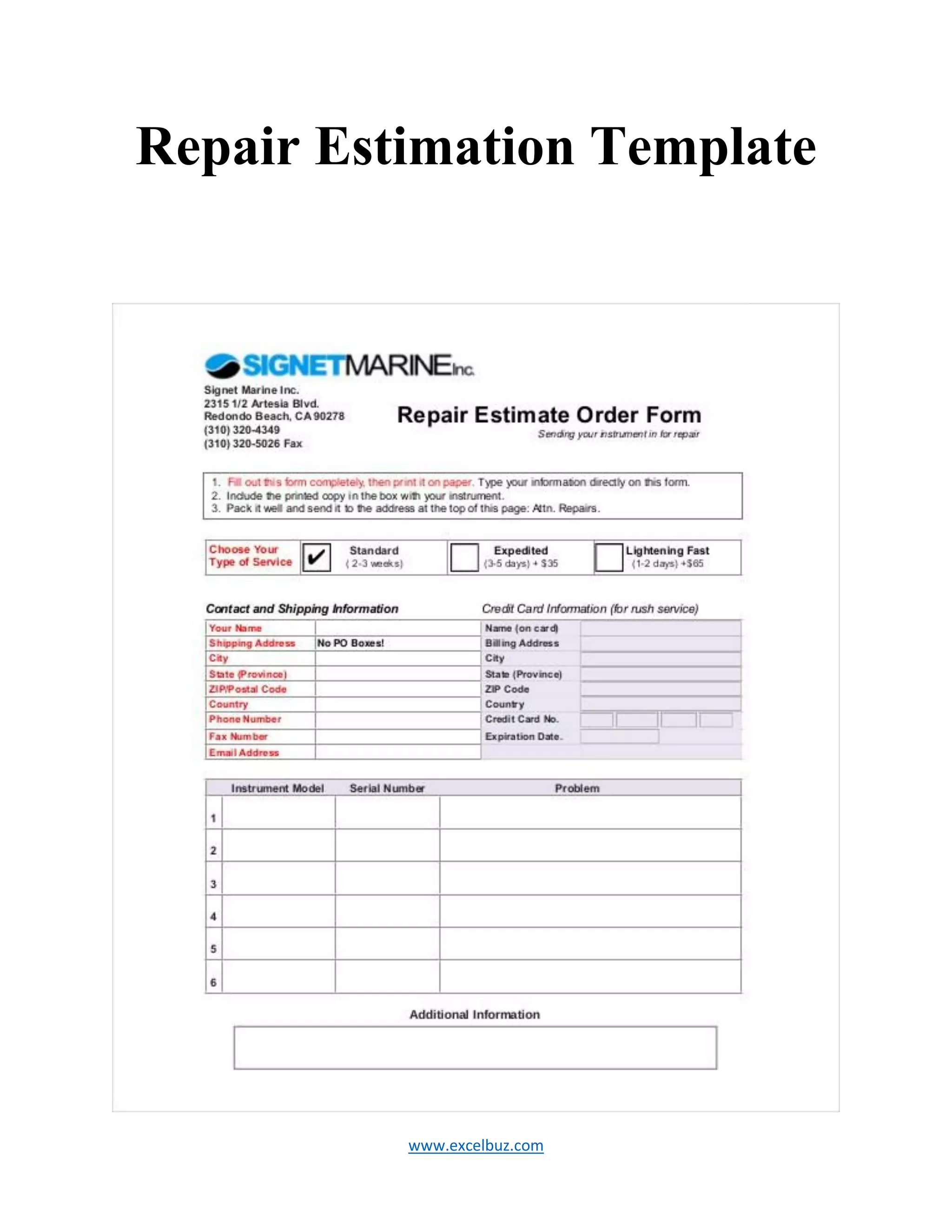 Car repair quotation template | PDF