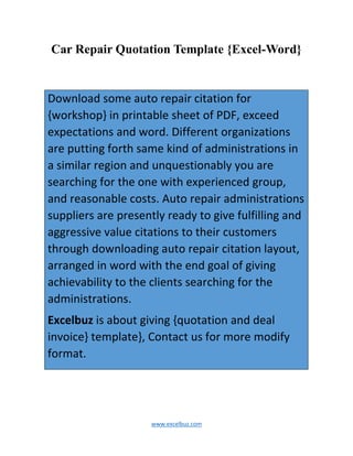 Car repair quotation template | PDF