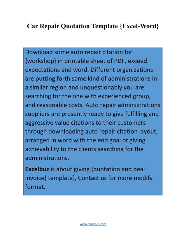 Car repair quotation template | PDF