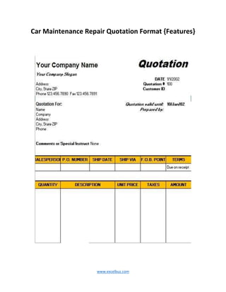 Car repair quotation template | PDF