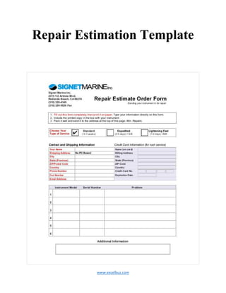 Car repair quotation template | PDF