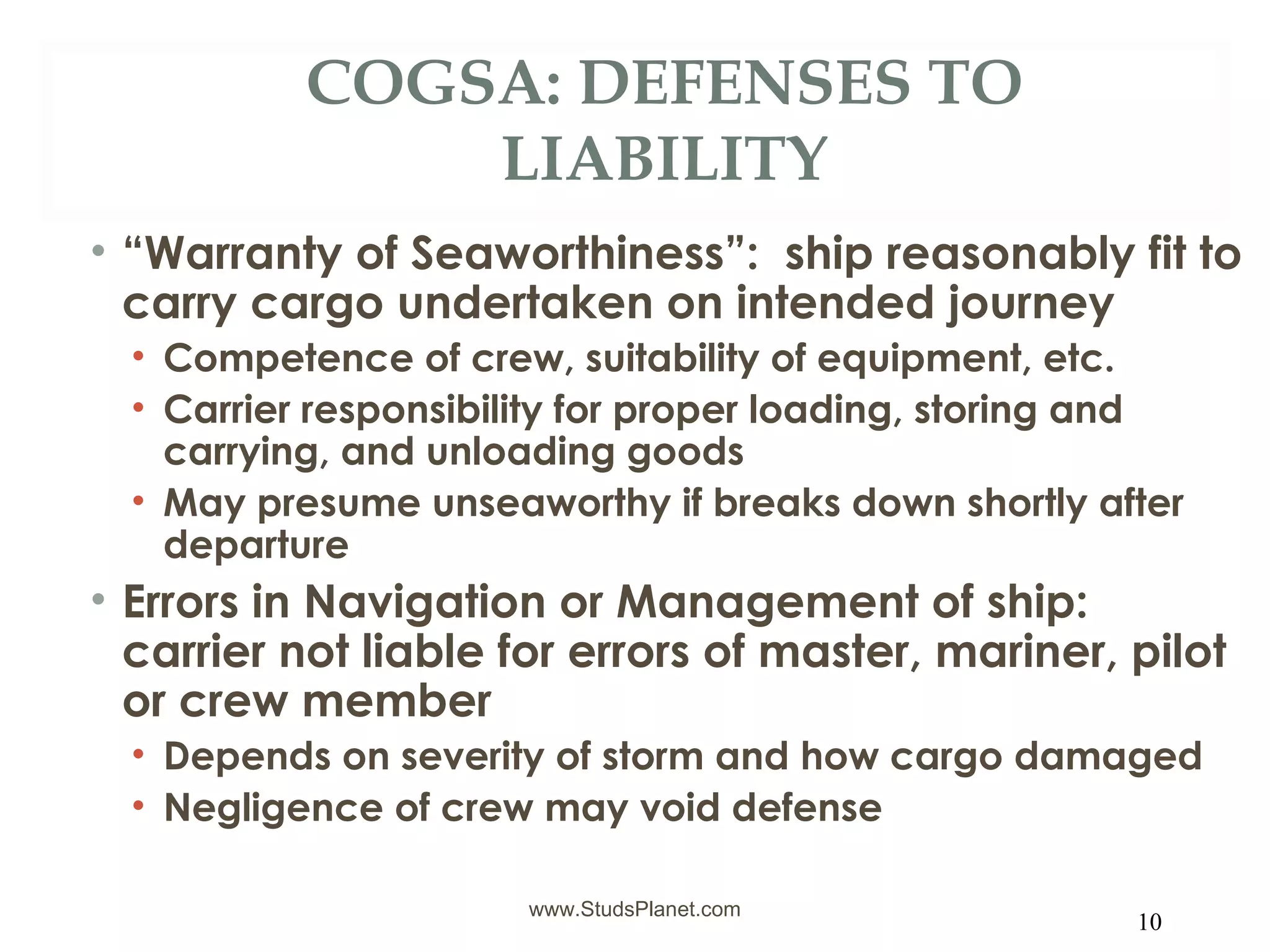 Carriage of goods and liability of air and sea carriers | PPT