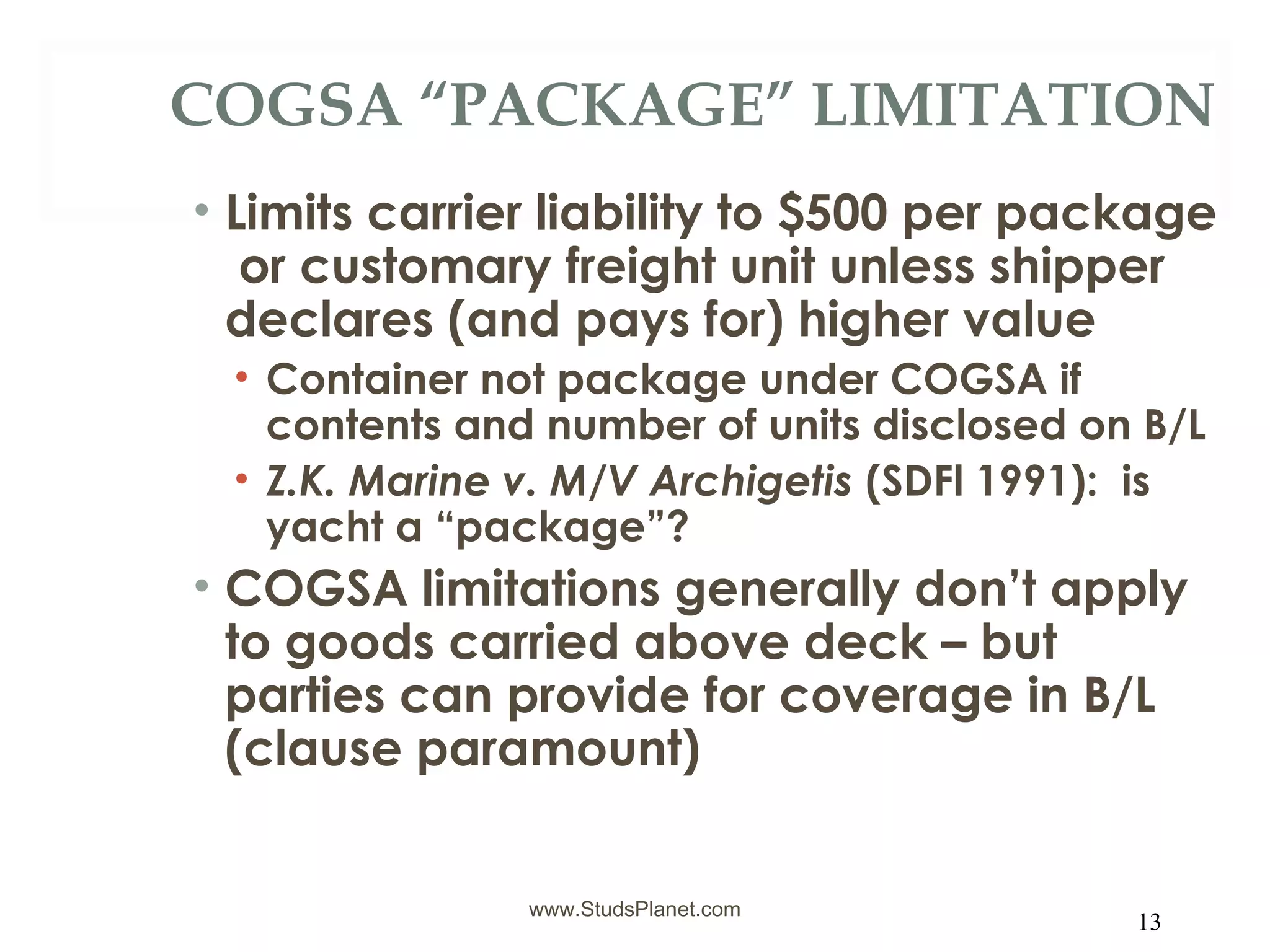 Carriage of goods and liability of air and sea carriers | PPT