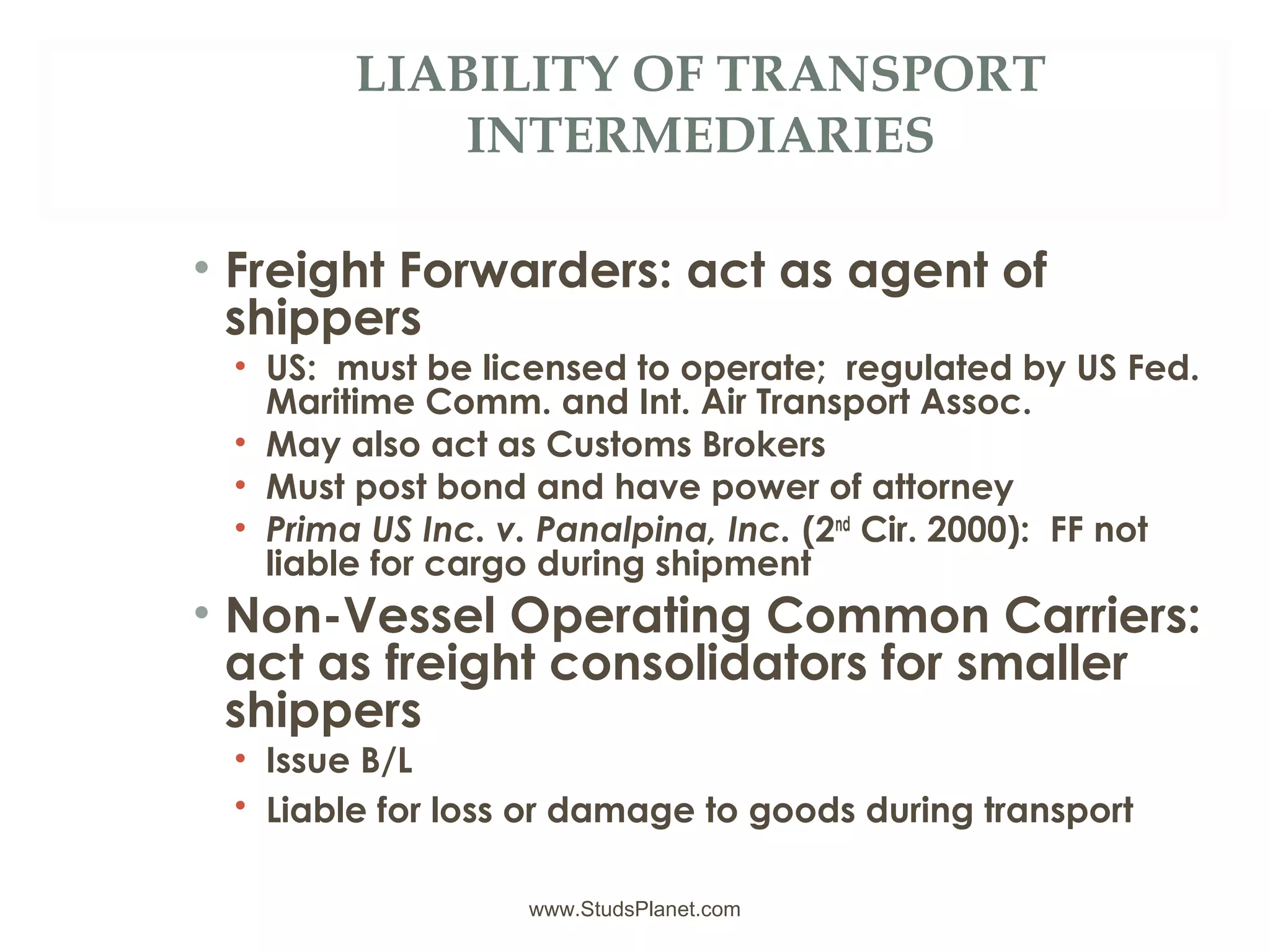 Carriage of goods and liability of air and sea carriers | PPT