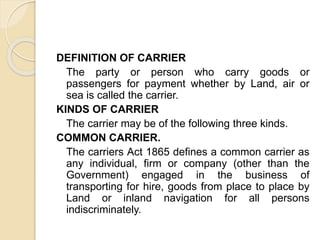 Carriage of goods by land | PPTX