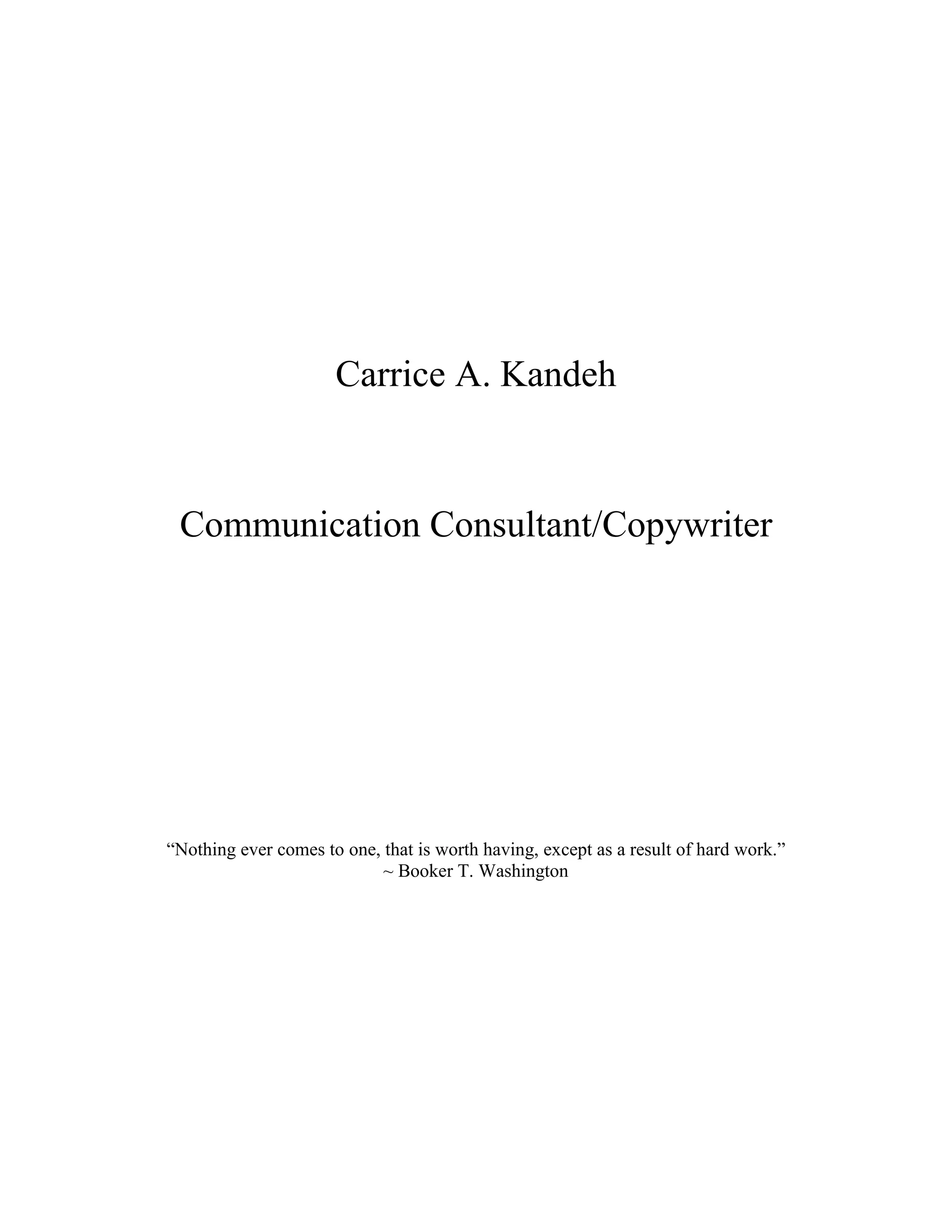 Carrice Kandeh, Communication Portfolio | PDF